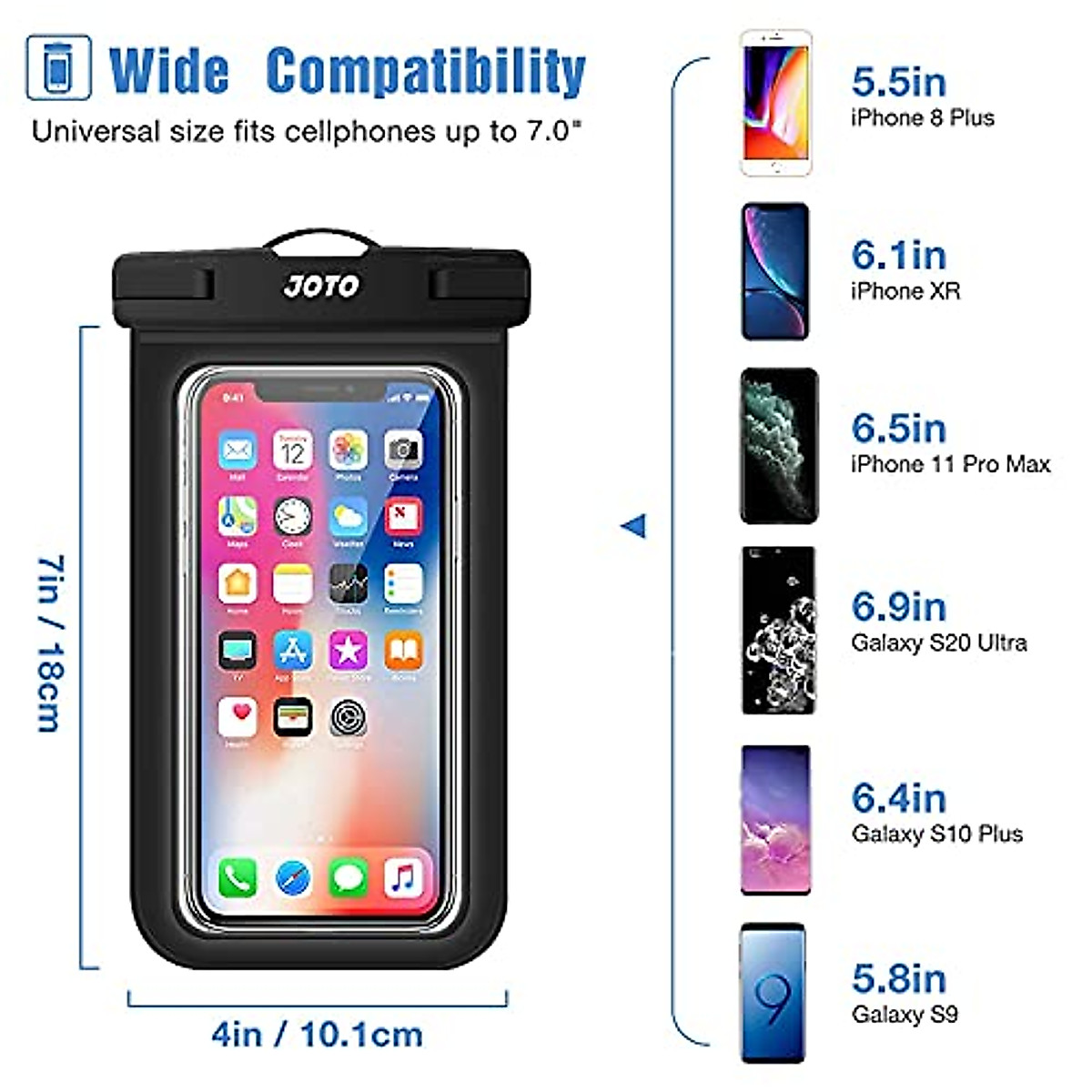 JOTO 2 Pack Universal Waterproof Pouch Bundle with OTO Universal Waterproof Case, Cellphone Dry Bag