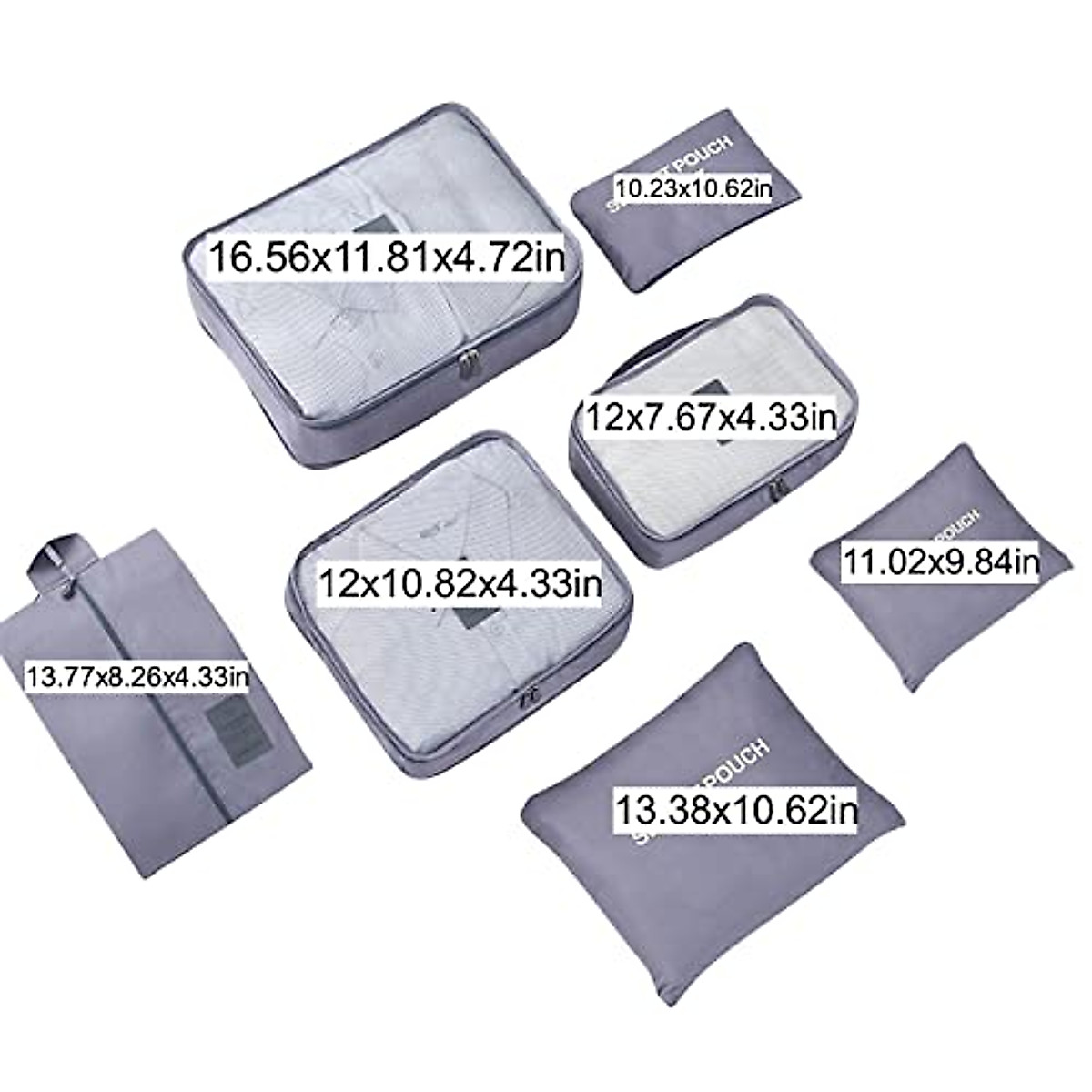 7-Piece Storage Bag for Moving, Dormitory, Travel, Camping, Christmas Decoration, Packaging Supplies, Organizer's Handbag, Reusable and Sustainable Use (Gray)