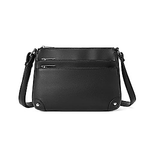 WESTBRONCO Crossbody Bags for Women, Medium Size Shoulder Handbags, Wallet Satchel Purse with Multi Zipper Pocket Black
