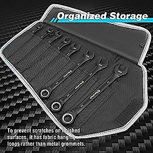 DURATECH Ratcheting Combination Wrench Set, 144-P, Double-Stacked Pawls, 8-Piece, SAE, 5/16'' to 3/4'', CR-V Steel, Black Chrome Plated, with Organizer Pouch