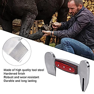 plplaaoo 6.7in Hoof Knife Sharpener, Double Sided Blade Farrier, Hoof Knife with Wooden Handle, Horse Shoe Knife Right Handed, Horses Hoof Trimming Tools for Horses Hoof Repairment, Tool Steel