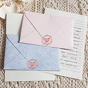 Timnod 500 Pieces Clear Bronzing Envelope Seal Stickers, Elegant Heart Wedding Stickers, 1.4 Inch Round Sealing Sticker for Wedding Invitations/Greeting Cards/Party Favors, Self-Adhesive (Rose Gold)