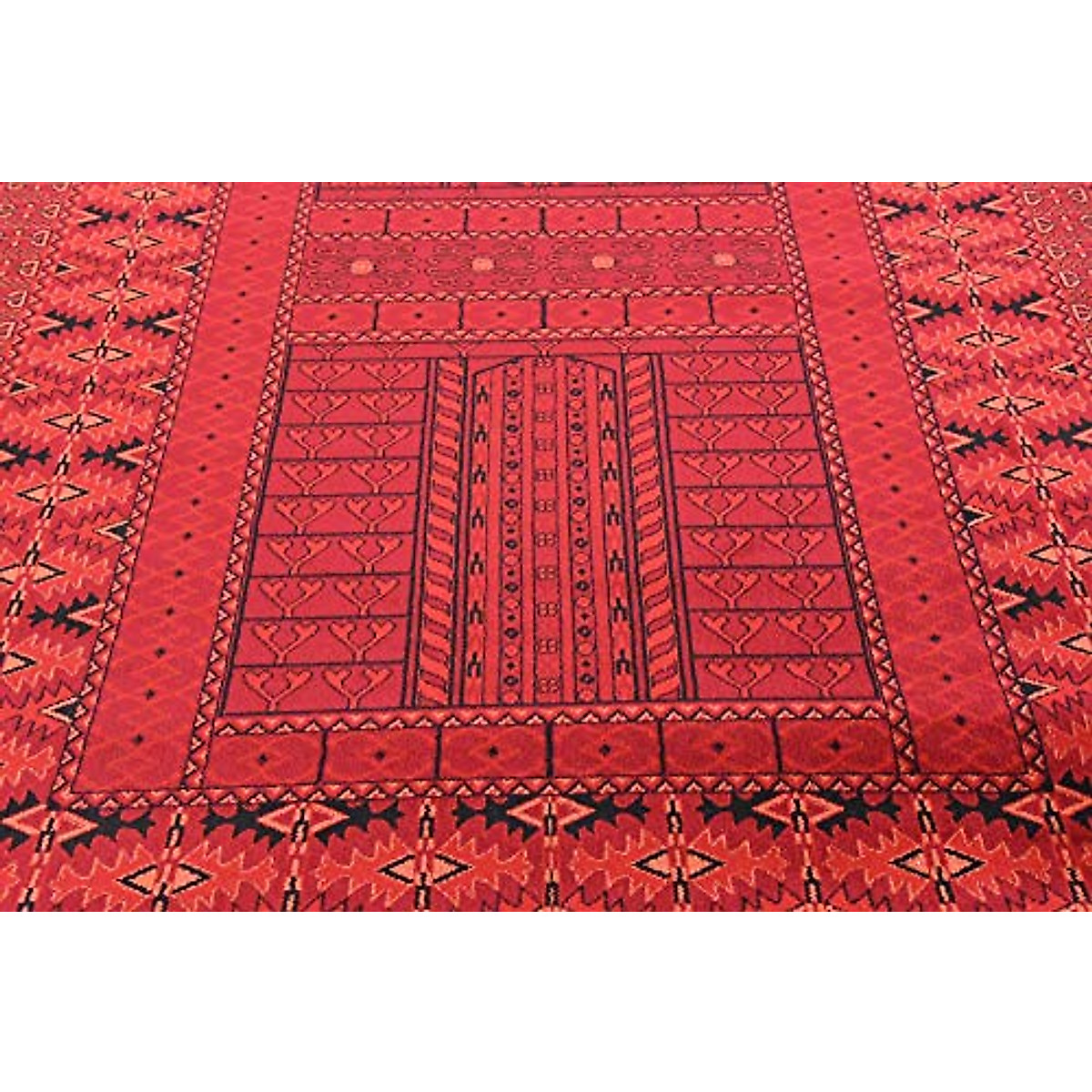 Unique Loom Tekke Collection Over-Dyed Saturated Traditional Torkaman Area Rug, 5 x 8 ft, Red/Black