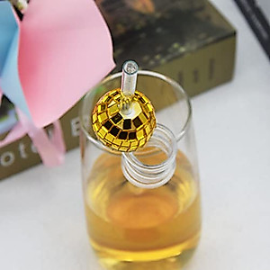 10 Pcs Mirror Disco Ball Straws Disco Party Decorations 70s Disco Decorative Straws Bachelorette Straws Mini Disco Straw Decor for 70s Disco Party Dance Holiday Wedding Birthday Supplies (Colorful)