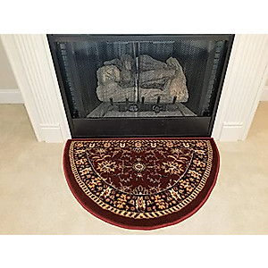 Great American Distributors Hearth Slice Fireplace Rug - Log Cabin Decor, Kitchen Carpet, Accent Rug, Fire Resistant Mat, Traditional Designs, 2'2" x 3'3" (Red/Black)
