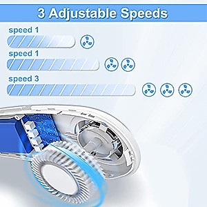 A&F Portable Bladeless Hanging Neck Fan Hands Free Sports Fans, USB Rechargeable Personal Wearable Brushless Motor Leafless Fan with 3 Wind Speeds Mini Necklace Fan for Office Outdoor Travel (White)