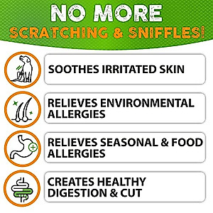 Dog Allergy Relief Chews - Dog Itch Relief - Omega 3 Fish Oil + Probiotics - Itchy Skin Relief - Seasonal Allergies - Anti Itch Support & Hot Spots - Immune Supplement for Dogs