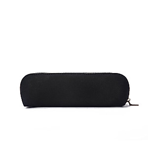 YONBEN Canvas Pencil Case -Cotton Canvas and Simple Multifunctional Pencil Bag, Zipper Portable Pencil Storage (Black)