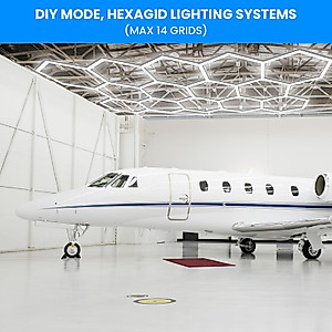 firstake Hexagon Garage Lights - 6500K Daylight White, 672W 80640LM Super Bright Aluminum Shell Hexagon LED Shop Lights with White Border, 14 Grids Hexagon LED Lights for Garage, Car Wash Room