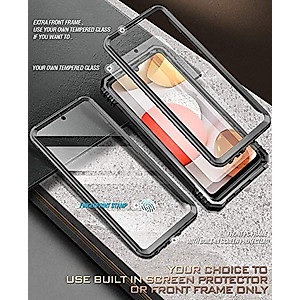 Poetic Revolution Case for Samsung Galaxy A42 5G, Built-in Screen Protector Work with Fingerprint ID, Full Body Rugged Shockproof Protective Cover Case with Kickstand, Black