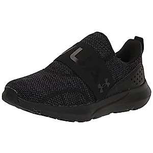Under Armour Women's Surge 3 Slip On Running Shoe, (002) Black/Black/Black, 8