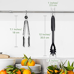 Boao 2 Pieces Small Spaghetti Spoon and Pasta Tong Silicone, 12 Inch Spaghetti Spoon and 7.1 Inch Stainless Steel Handle Spaghetti Tong Food Clip for Spaghetti Noodle
