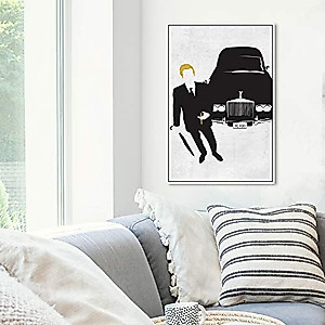 Hatcher and Ethan Transportation Wall Art Framed Canvas Prints 'Thomas Crown' Automobiles Home Décor, 20" x 30", Black, White