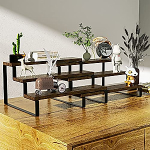 2 Pack 3 Tier Expandable Spice Rack Organizer (13.8” to 26”)Display Riser Stand, Kitchen Cabinet Countertop Pantry Coffee Bar Display Shelf for Spice, Liquor, Perfume, Makeup, Figure, Dolls Collection