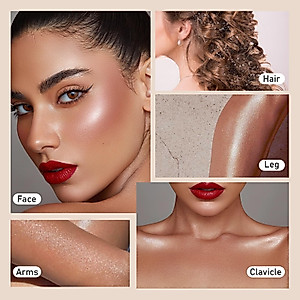 Pjordo Body Glitter Spray, Shimmer Spray, Gold Glitter Spray for Hair and Body, Glitter Hairspray, Quick Dry Long-Lasting Highlighter Powder Spray for Women Christmas Makeup Party Festival Rave 4FL.OZ