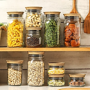 8 Pack Bamboo Mason Jar Lids Wide Mouth, CROWN Shaped Natural Wooden Storage Lids w Silicone Seal - Mason Jar Tops for Ball, Kerr Canning Jars - Kitchen, Pantry Dry Goods Storage - Airtight & BPA Free