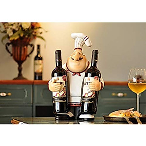 Chef Statue Wine Bottle Stand Decorative Resin Cook Wine Holder Barware Utensil Tableware Ornament Craft Accessories Furnishing-Multi