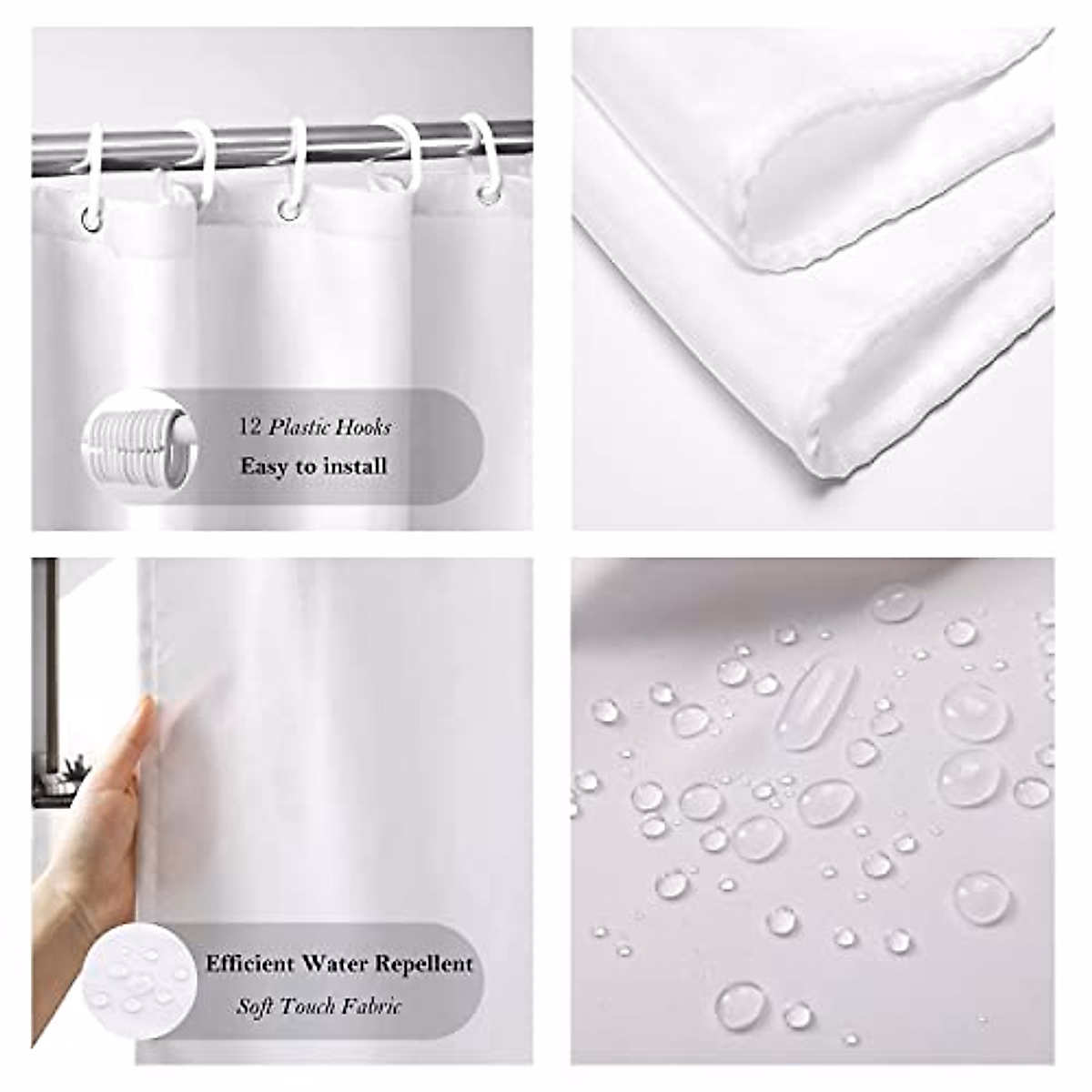 Christmas Shower Curtain Rug Bath Mat Toilet Lid Cover for Bathroom 4 Pcs Sets with 12 Hooks Weighted Lead Hem Waterproof Polyester Shower Curtains (Angel and Grin.ch-65(4 Pcs Sets), 72" L x 72" W)