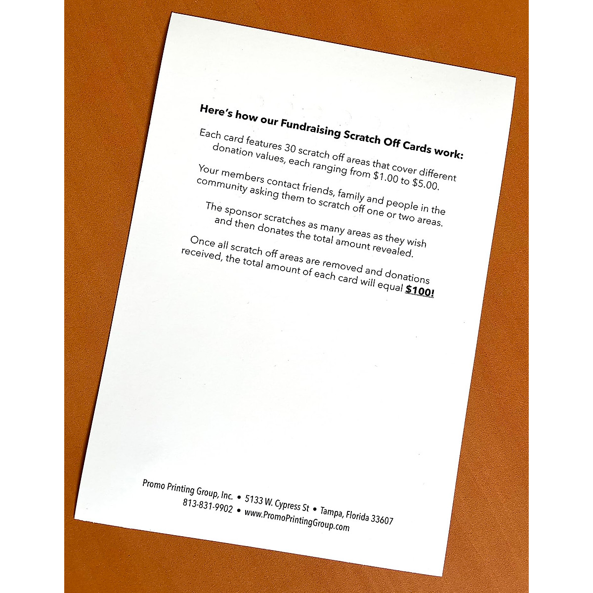 PROMO PRINTING GROUP, INC. For Our Team Baseball Fundraising Scratch Off Cards - (20 Cards per Pack) - Raise $2,000. You Keep All the Profit!