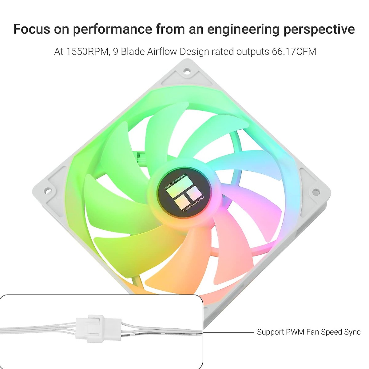 Thermalright TL-C12CW-S X3 CPU Fan 120mm White ARGB Case Cooler Fan, up to 1550RPM Cooling Fan，4pin PWM Silent Computer Fan with S-FDB Bearing Included