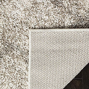 SAFAVIEH Berber Shag Collection 5'5" x 7'7" Cream / Light Grey BER162C Moroccan Non-Shedding Living Room Bedroom Dining Room Entryway Plush 1.25-inch Thick Area Rug