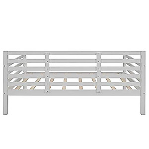 Myshle Full Size Daybed Frame, Wooden Full Day Bed with Wood Slat Support, Upgraded Full Bed Frame, Full Size Sofa Bed for Bedroom, Living Room, No Box Spring Needed, White