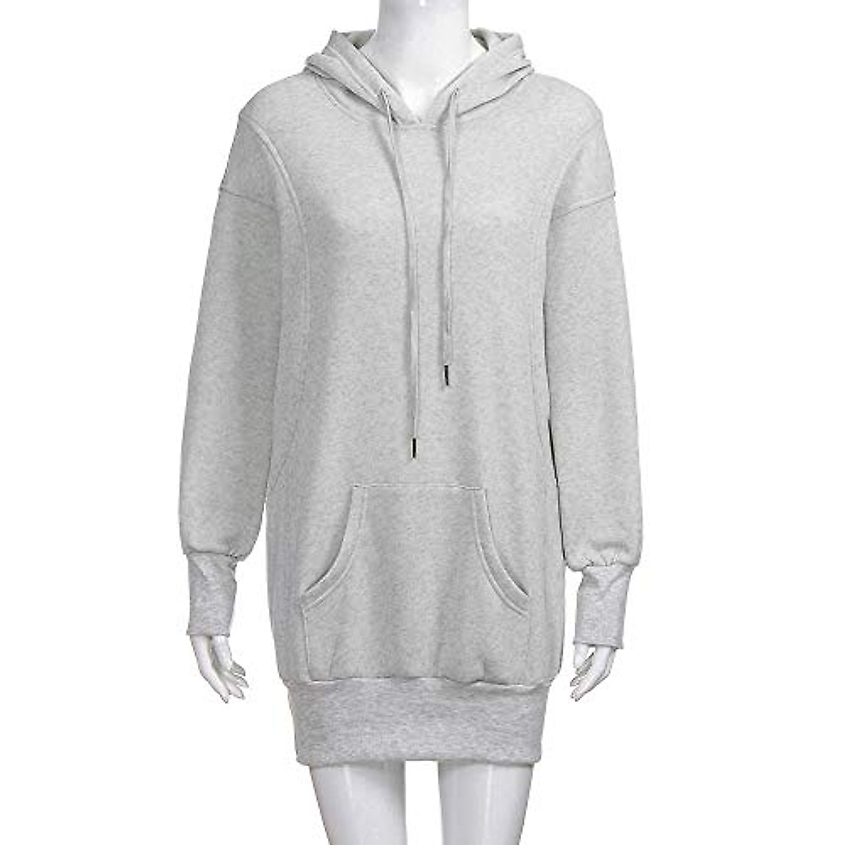 Women's Long Sleeve Loose Hooded Sweatshirt Casual Solid Drawstring Pullover Hoodies Top Blouse Winter Autumn