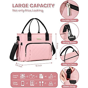 ESMNONA Insulated Lunch Bag - Leakproof Nylon Cooler Tote with Adjustable Shoulder Strap