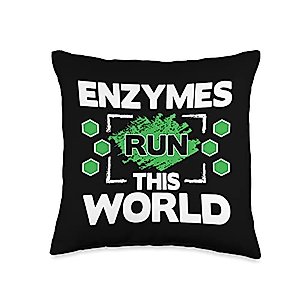 Biochemistry and Biochemist Designs Biochemist Enzymes Run This World Biology Biochemistry Throw Pillow, 16x16, Multicolor
