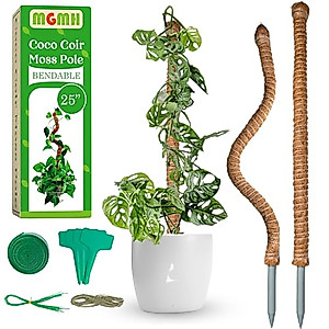 MGMH Coco Coir Moss Pole for Plants, 2 Sticks 25 Inch Bendable Plant Stakes Made of Real Coco Coir, Good for Climbing Plants Monstera and Other Creeper Plants Grow Upwards
