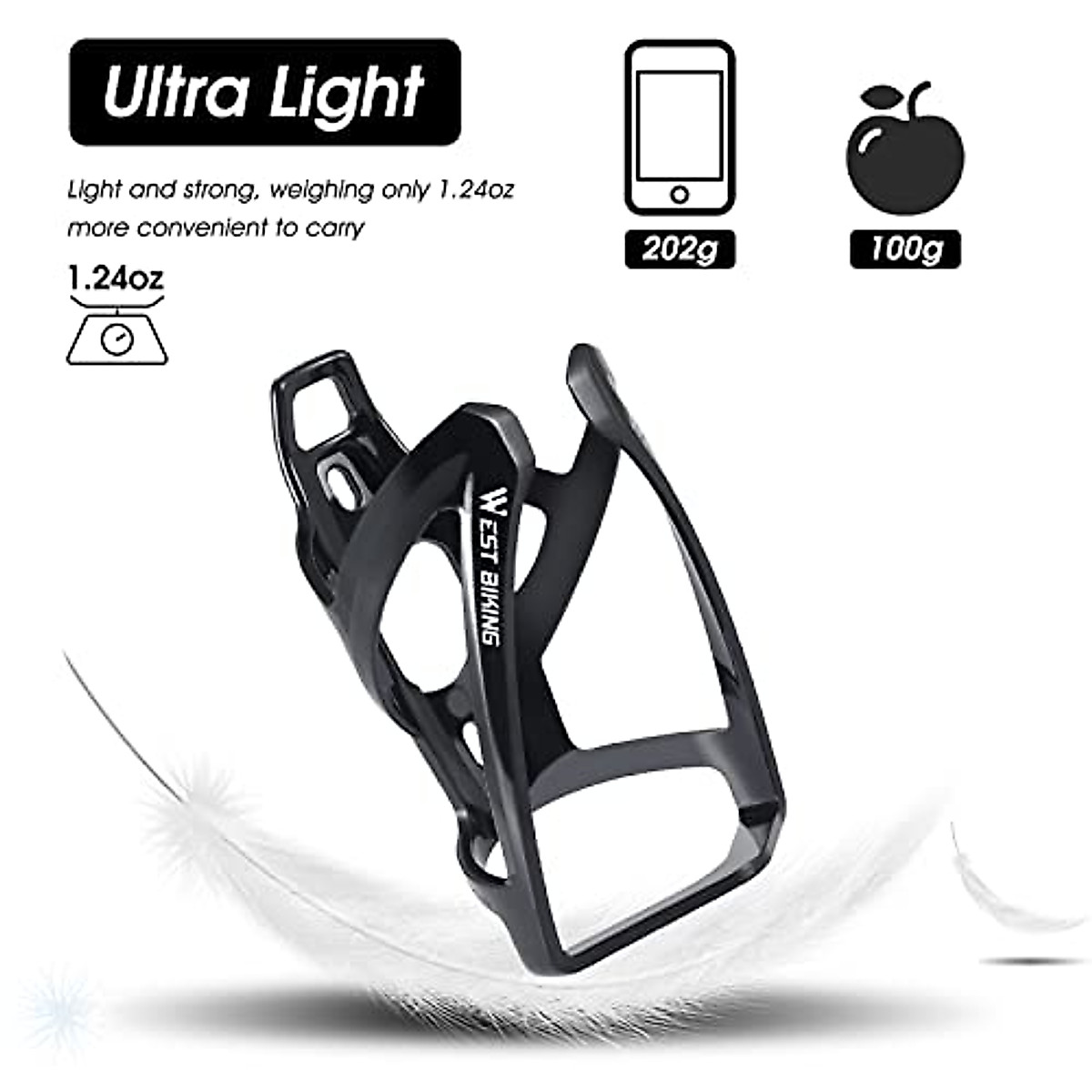 WEST BIKING Bike Water Bottle Cage, Durable Ultralight Plastic Water Drink Holder Rack, Lightweight PC for Bicycle, Cycling Bottle Holder Cages for MTB, Road/ Mountain Bikes