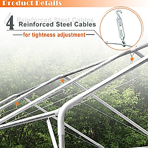 Sophia & William Carport, Heavy Duty 10'x20' Car Canopy Tent,Portable Garage Shelter with 4 Reinforced Steel Cables, Galvanized Steel Frame 150G UV Protective Tarp for Car Boat Truck Party, Beige