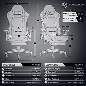 Nokaxus Gaming Chair Large Size High-back Ergonomic Racing Seat with Massager Lumbar Support and Retractible Footrest PU Leather 90-180 degree adjustment of backrest Thickening sponges (YK-6008-BLACK)