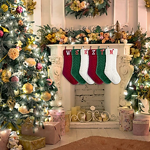 ZGCYSMHT Christmas Stockings Personalized Custom Initials 18 Inches Knitted Christmas Stockings with Letter Fireplace Hanging Monogram Xmas Stockings for Kids,Family Holiday Party Decoration（Red A）