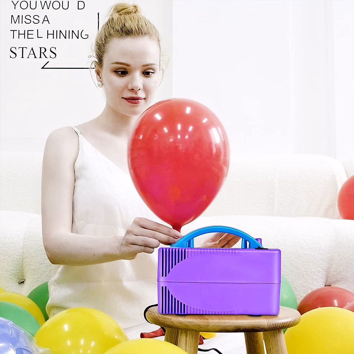 Balloon Pump Electric, Keaibuding Balloon Air Pump Dual Nozzle Balloon Inflator Blower with Balloon Arch Strip Kit for Party Supplies Baby Shower Decorations