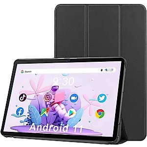 10 inch Android 11 Tablet,RAM 4GB ROM 64 GB with 128GB Expand, Octa Core Tablet,Google Certificated Tablet with IPS HD Touch Screen, 8MP Camera, 2.4G WiFi, BT, Long Battery Life(with Leather Case)