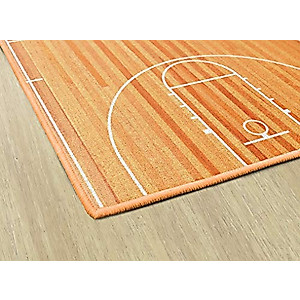 Brumlow Mills Basketball Court Sports Theme Area Rug for Teens Bedroom, Kids Playroom, Living Room Carpet or Classroom Accent Rug, 3'4" x 5'