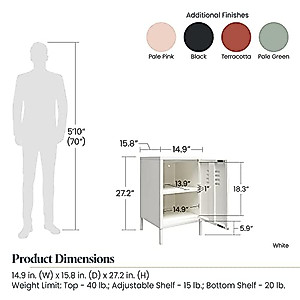 REALROOMS Shadwick 1 Door Metal Locker Style Livingroom End Table, Pink