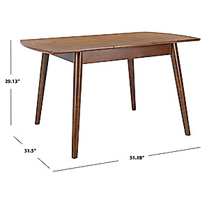 SAFAVIEH Home Collection Varda Walnut Manual Extension Dining Room Table