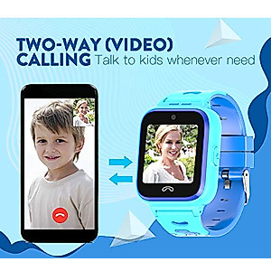 Vowor Kids Smart Watch, 4G WiFi GPS LBS Tracker SOS Emergency Call Video Chat Children Smartwatches, IP67 Waterproof Phone Watch for Boys Girls Age 3Years+, Compatible with Android/iPhone iOS (Blue)