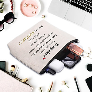 CEASQVAA Niece Gifts From Auntie Uncle Makeup Cosmetic Bag Inspirational Birthday Graduation Gifts For Niece