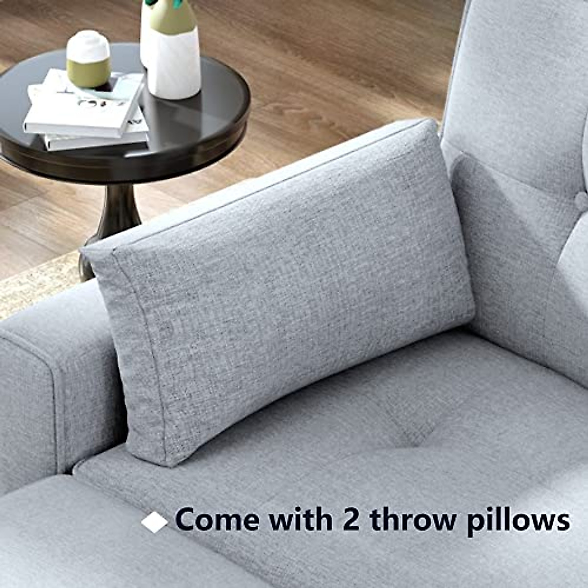 RUNNA Minimalist 48" Convertible Sleeper Sofa Bed with Adjustable Bed Chair,USB Charging Port and 2 Pillows,for Small Space Apartment Office Living Room (Grey@USB Port)