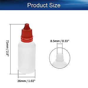 Bettomshin 20Pcs 20ml PE Plastic Squeezable Eye Liquid Dropper Bottles Thin Mouth Lab Reagent Bottle Liquid Sample Seal Sample Storage with Red Cap Translucent