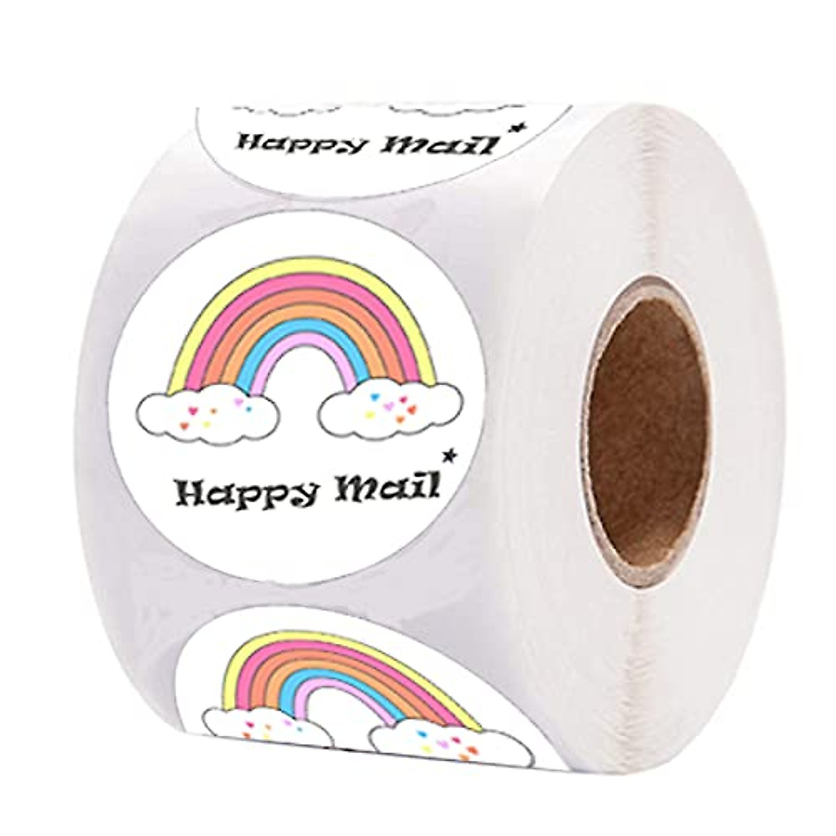 Rainbow Happy Mail Stickers 1.5 Inch Mailing Sticker - 500 Pcs Thank You Labels for Small Shops , Shipping Package Lables Decorative Flower Boutiquets Envelope Sealings