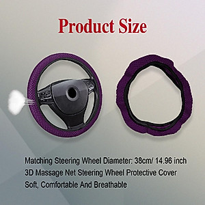 HAOBO Elastic Stretch Steering Wheel Cover, 15 Inch Automotive Steering Wheel Cover, Comfy Breathable Stretch Steering Wheel Protector, Ice-Silk Cloth Polyester Steering Wheel Cover for Men Women