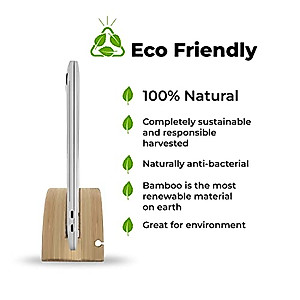 Kothar Wood Vertical Laptop Stand for Desk, Natural Bamboo, Space-Saving Desktop Dock for Apple MacBook, Microsoft Surface, iPad, Tablets and More