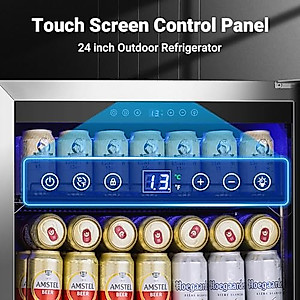 BODEGA 24 Inch Undercounter Outdoor Beverage Cooler Fridge with Stainless Steel Seamless Door，Hold 164 Cans w/Powerful Cooling Compressor for Patio Kitchen,Outdoor
