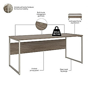 Bush Business Furniture Hybrid Computer Table Desk with Metal Legs, 72W x 30D, Modern Hickory