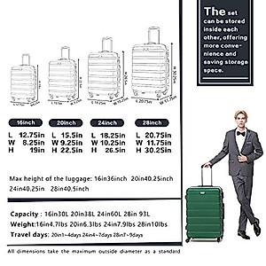 Coolife Luggage 4 Piece Set Suitcase Spinner Hardshell Lightweight TSA Lock (family set-blue1)