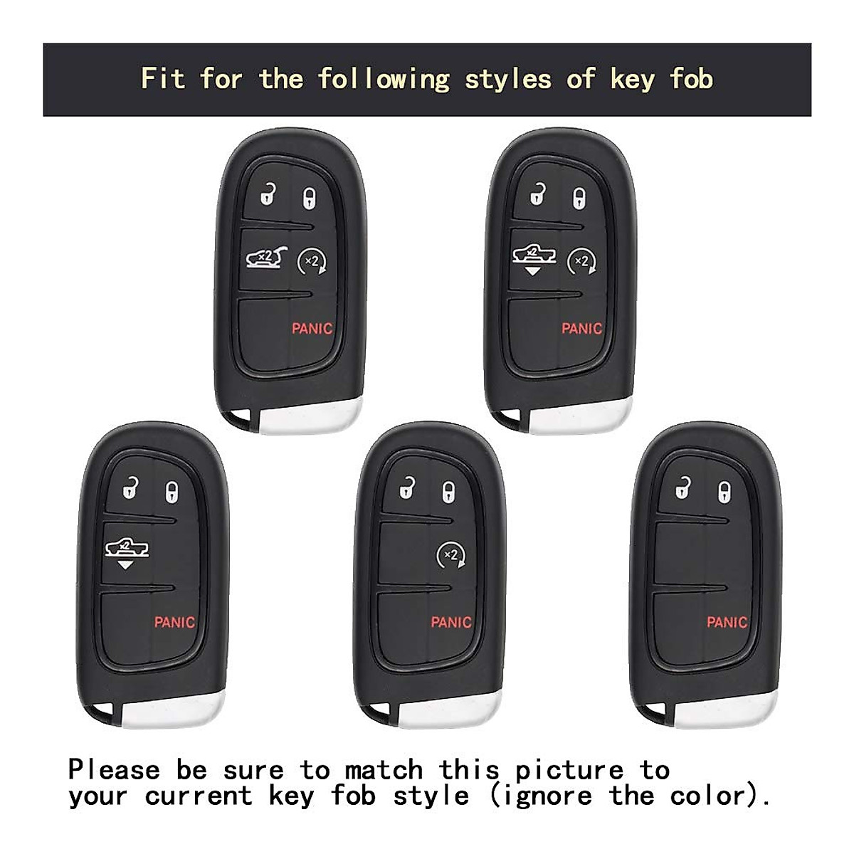 TANGSEN Smart Key Fob Case for Dodge RAM for Jeep Cherokee 3 4 5 Button Keyless Entry Remote Control Accessories Personalized Double Protective Cover ABS Plastic Carbon Fiber Pattern Black Silicone